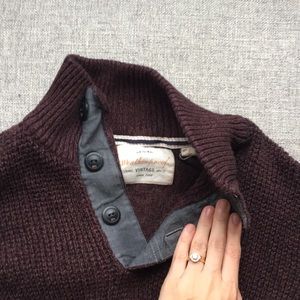 Sweaters | Mens Burgundy Halfbutton Waffle Knit Sweater | Poshmark